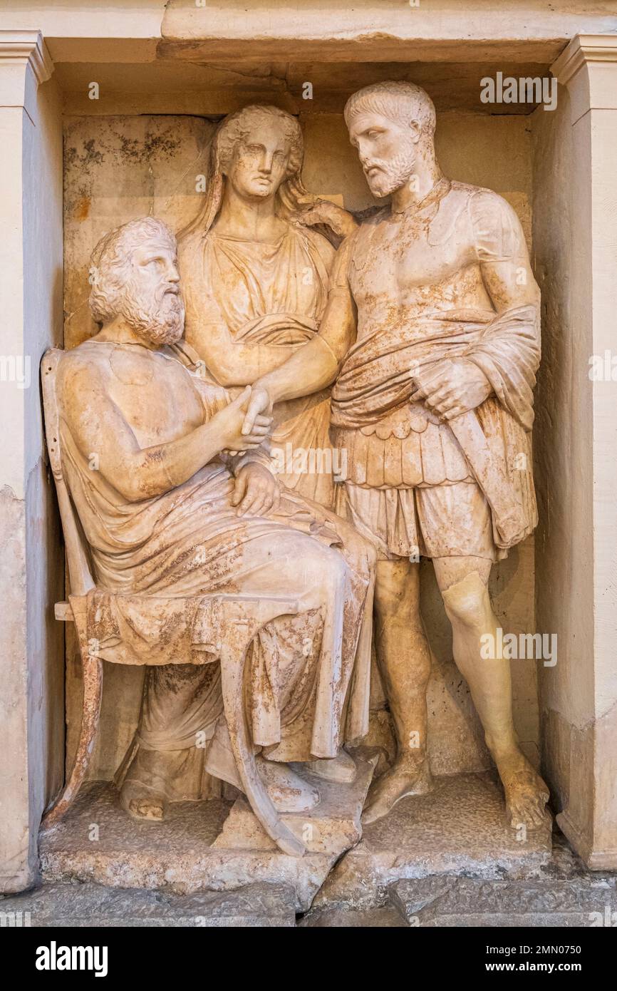 Greece, Athens, National Archaeological Museum, funerary naiskos dating ...
