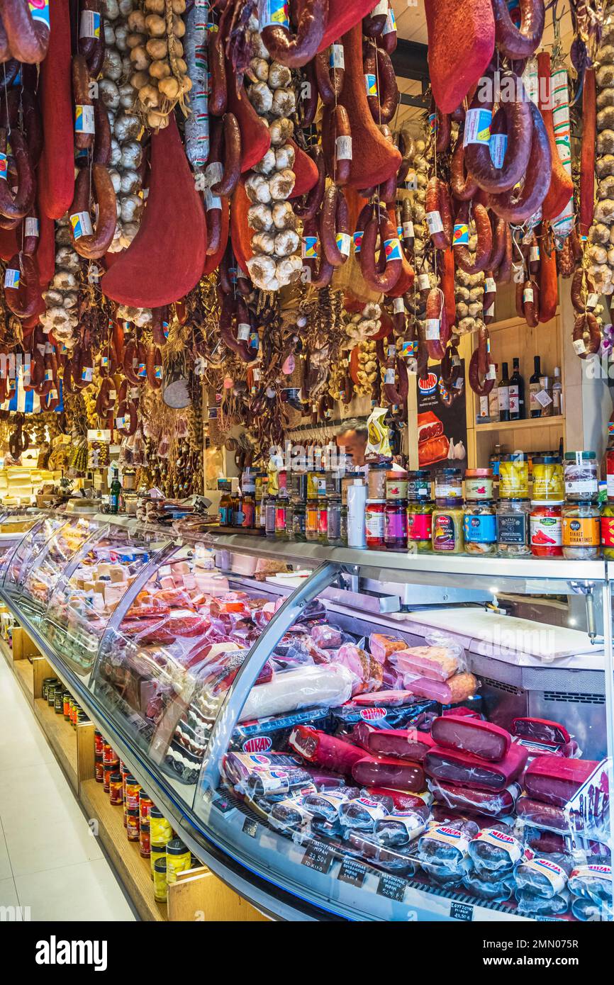 Greece, Athens, Psiri (or Psyri) district, Miran delicatessen installed ...