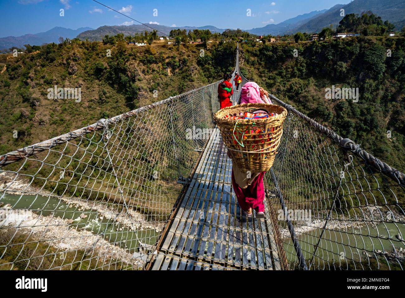 Nepal, Parbat district, Kusma, suspension bridge Stock Photo - Alamy