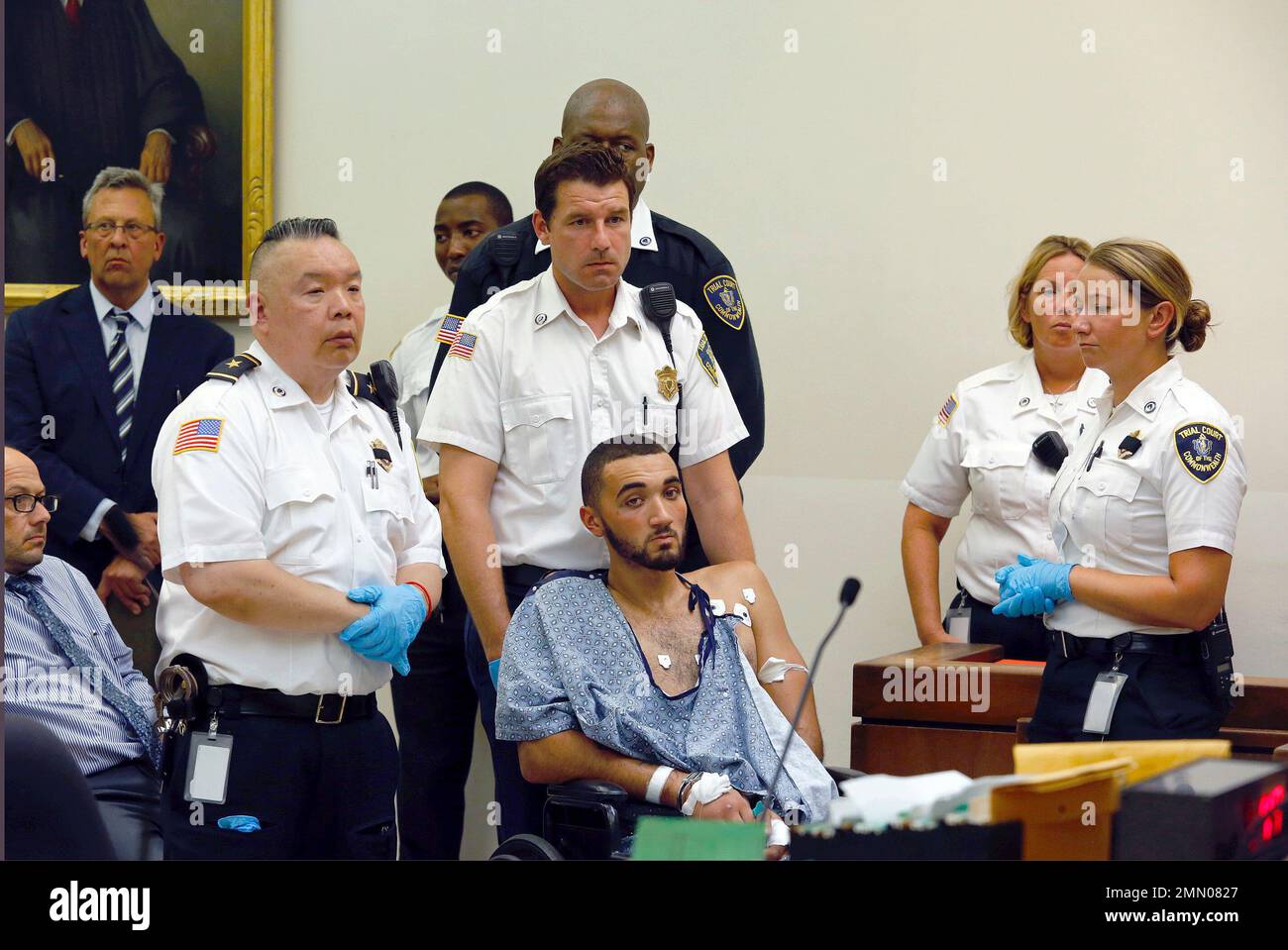 Court officers surround Emanuel Lopes during his arraignment, Tuesday ...
