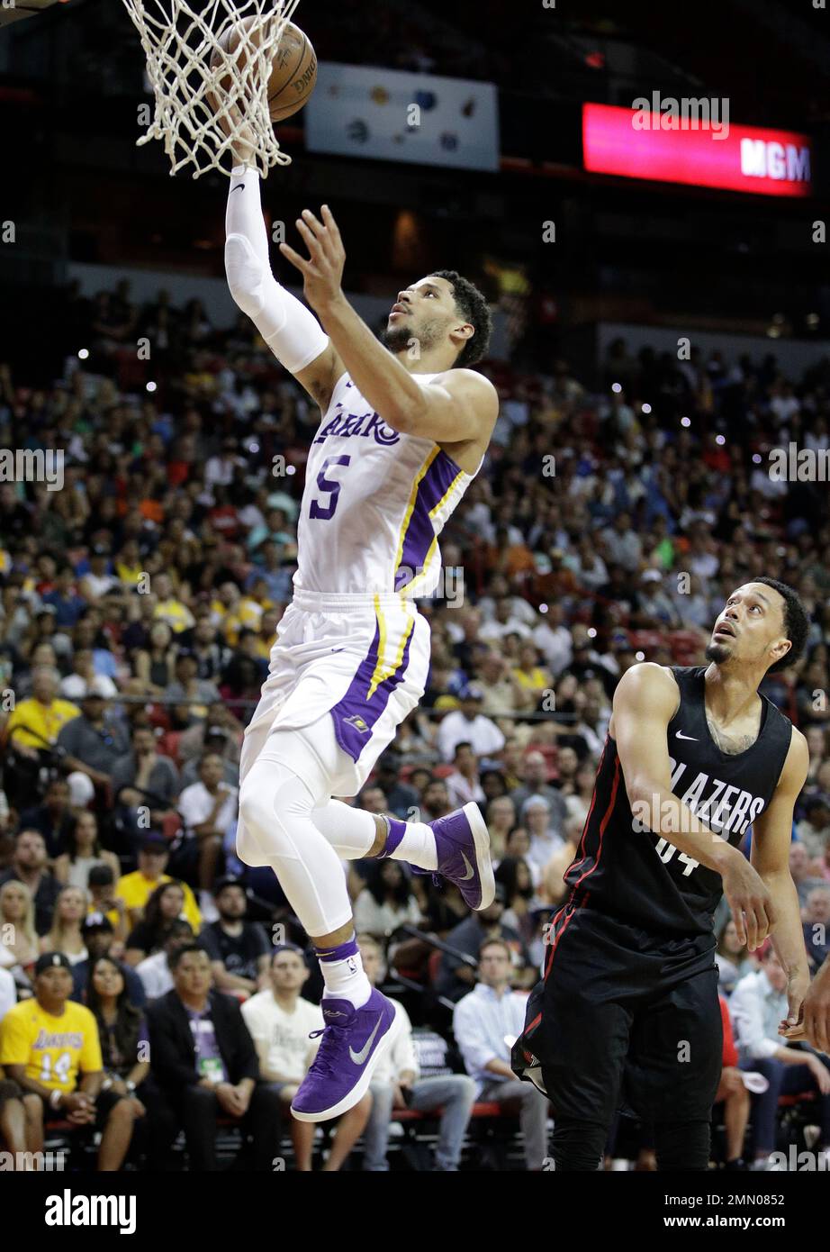 Los Angeles Lakers' Josh Hart shoots around Portland Trail Blazers ...