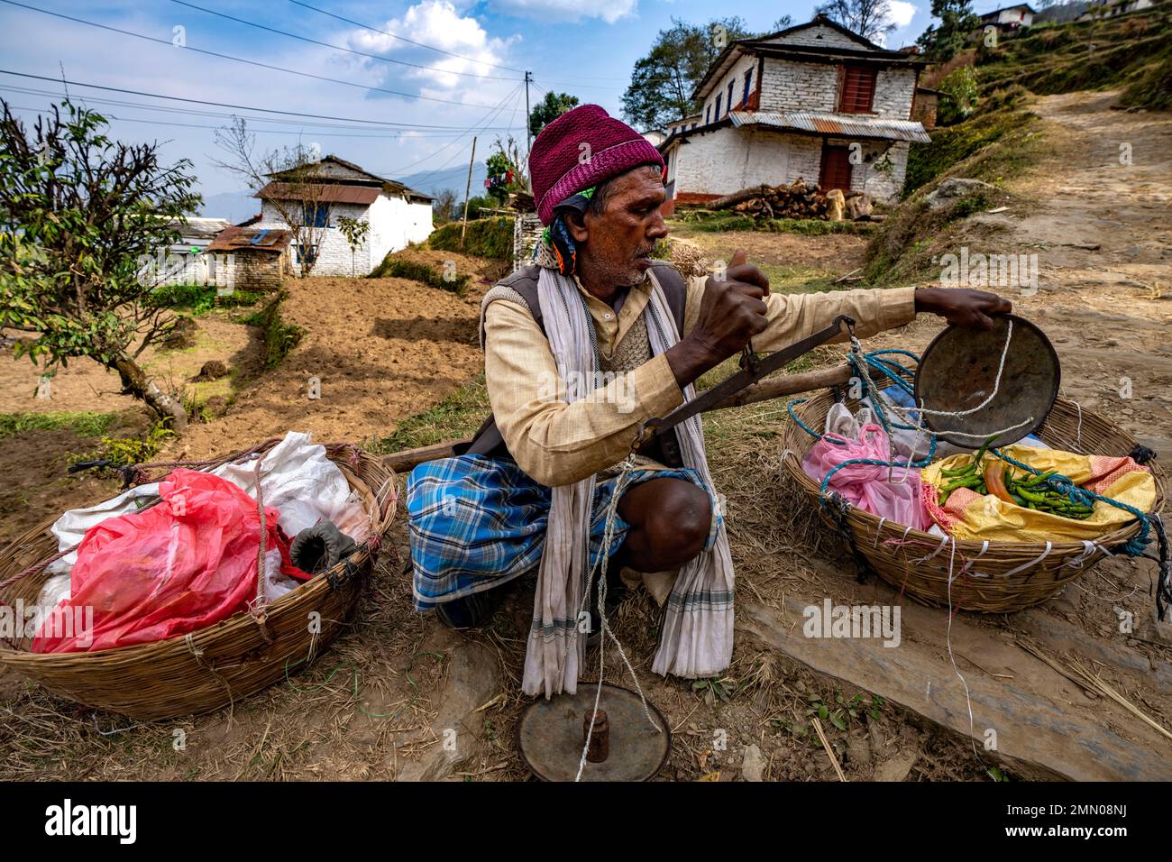 Nepal, Parbat district, Bajung, street vendor Stock Photo - Alamy