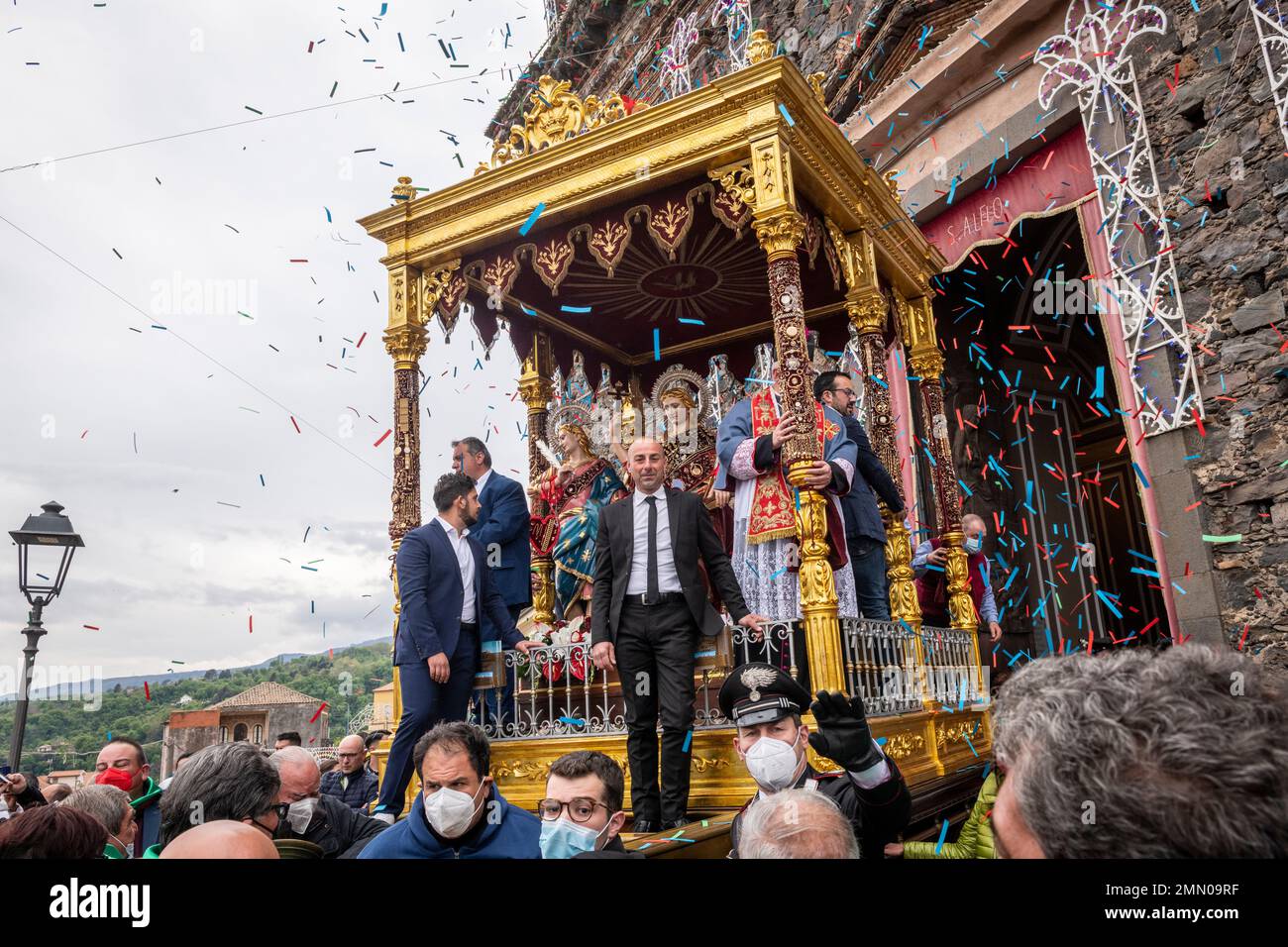 Statues of the three patron saints Alfio, Filadelfo and Cirino, are ...