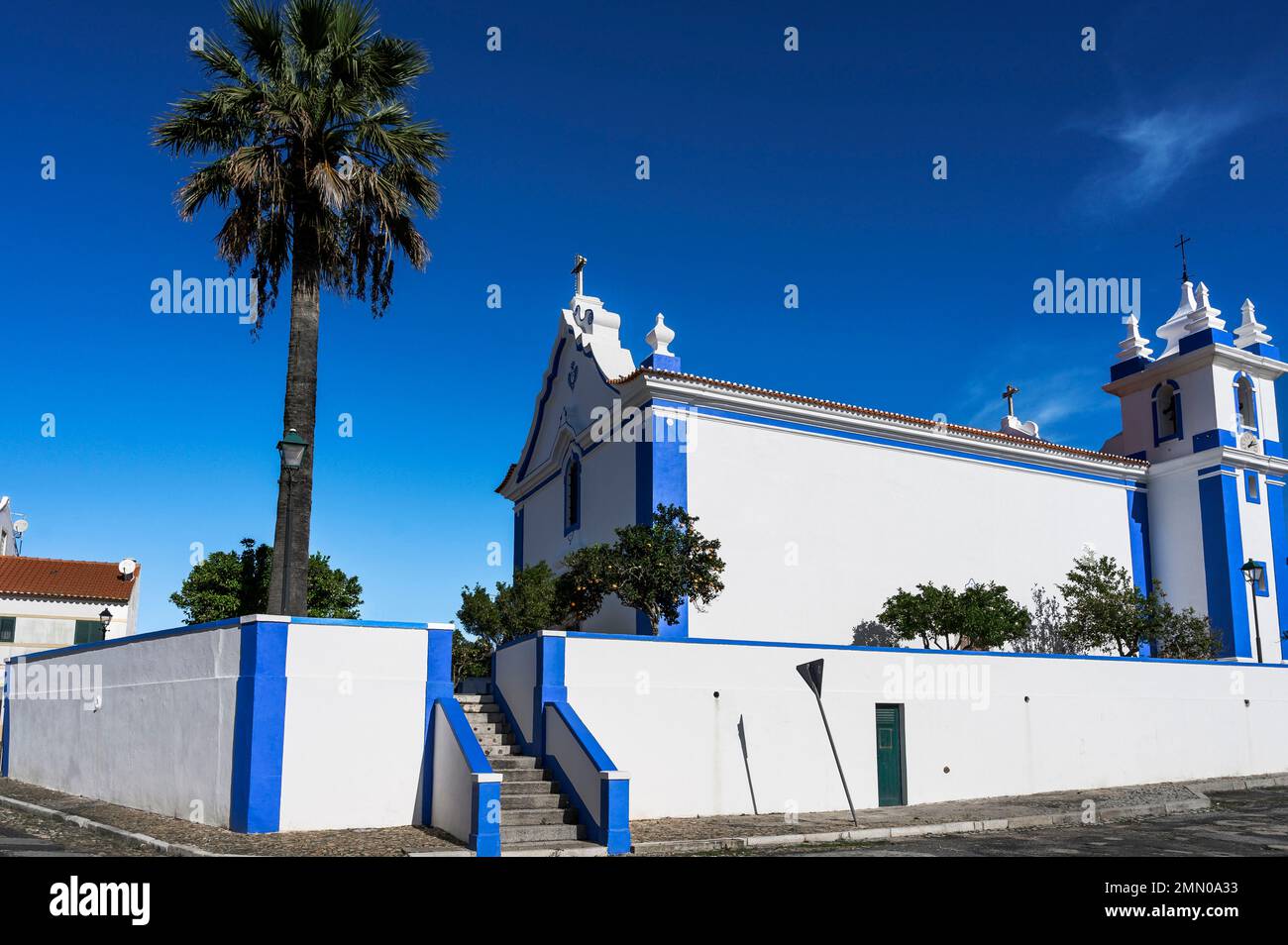 Portugal, Alentejo region, village of Cabrela, 12th century church in ...