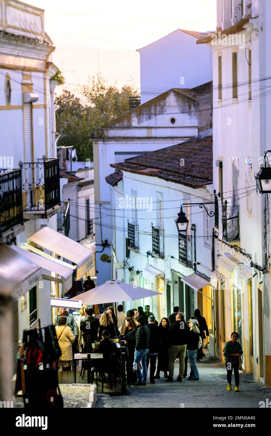 Portugal, Alentejo region, Evora, Serpa Pinto Street from Giraldo ...