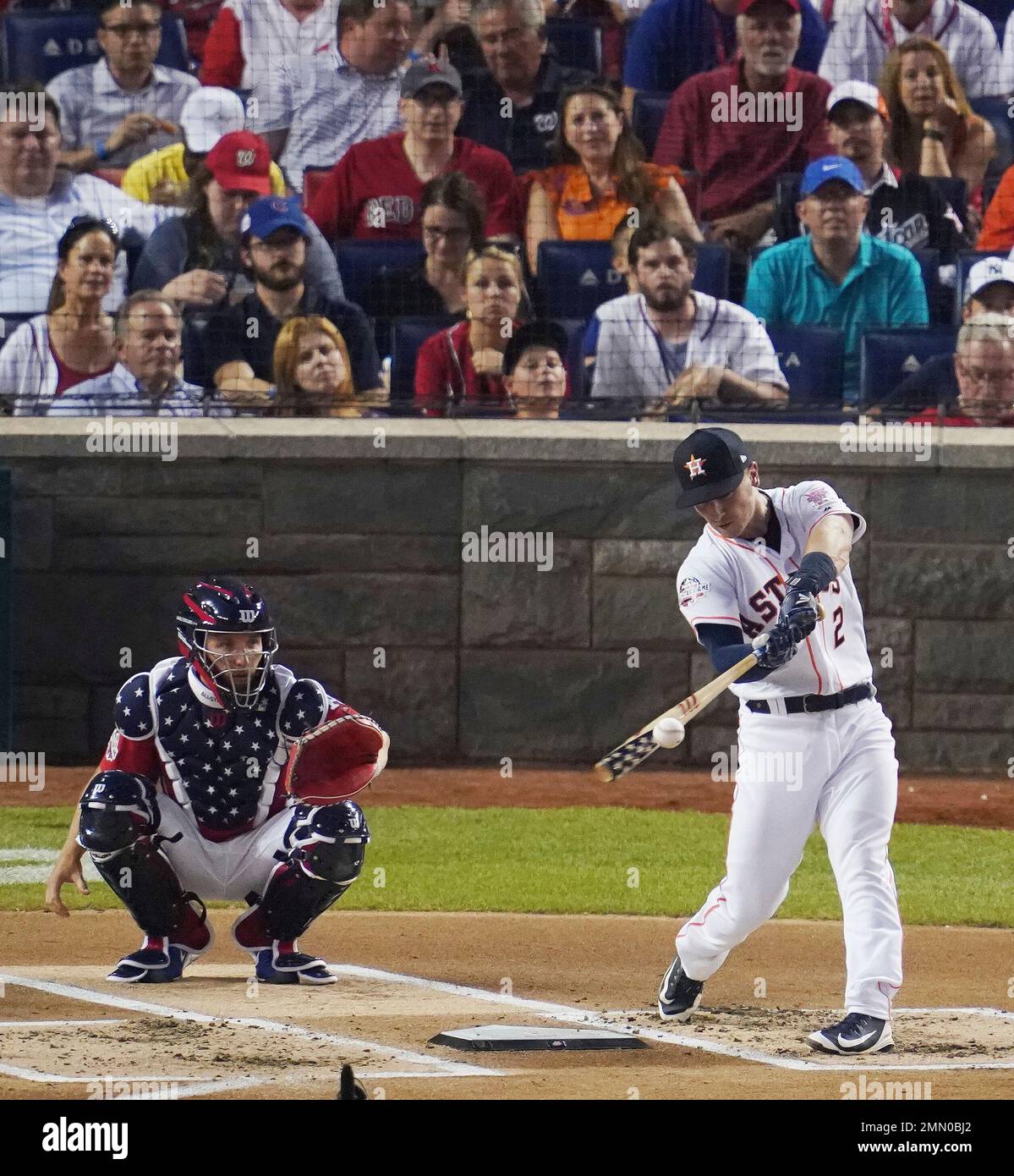Houston Astros Alex Bregman (2) hits during the MLB Home Run Derby, at ...