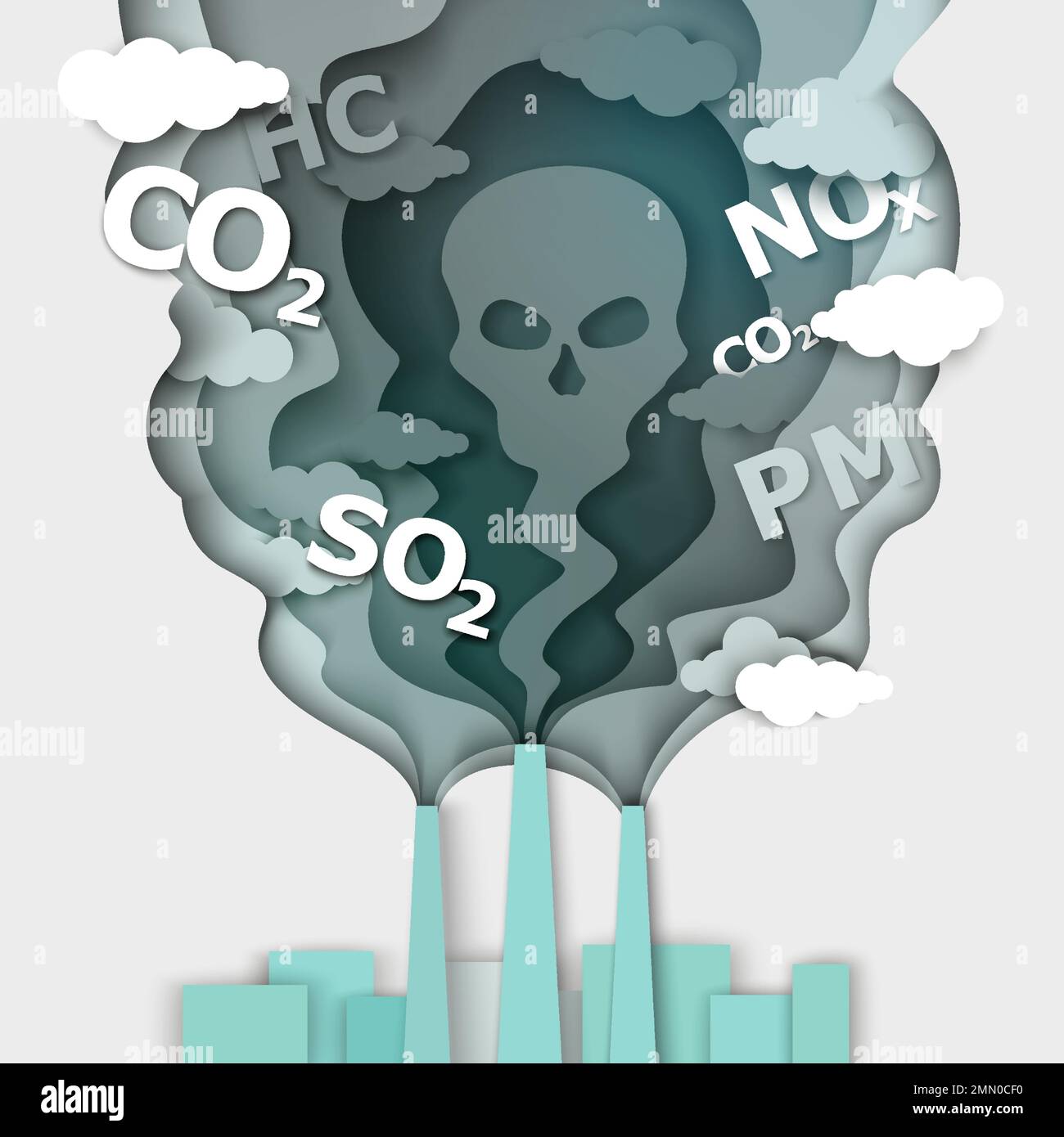 Air pollution, vector illustration in paper art style Stock Vector ...