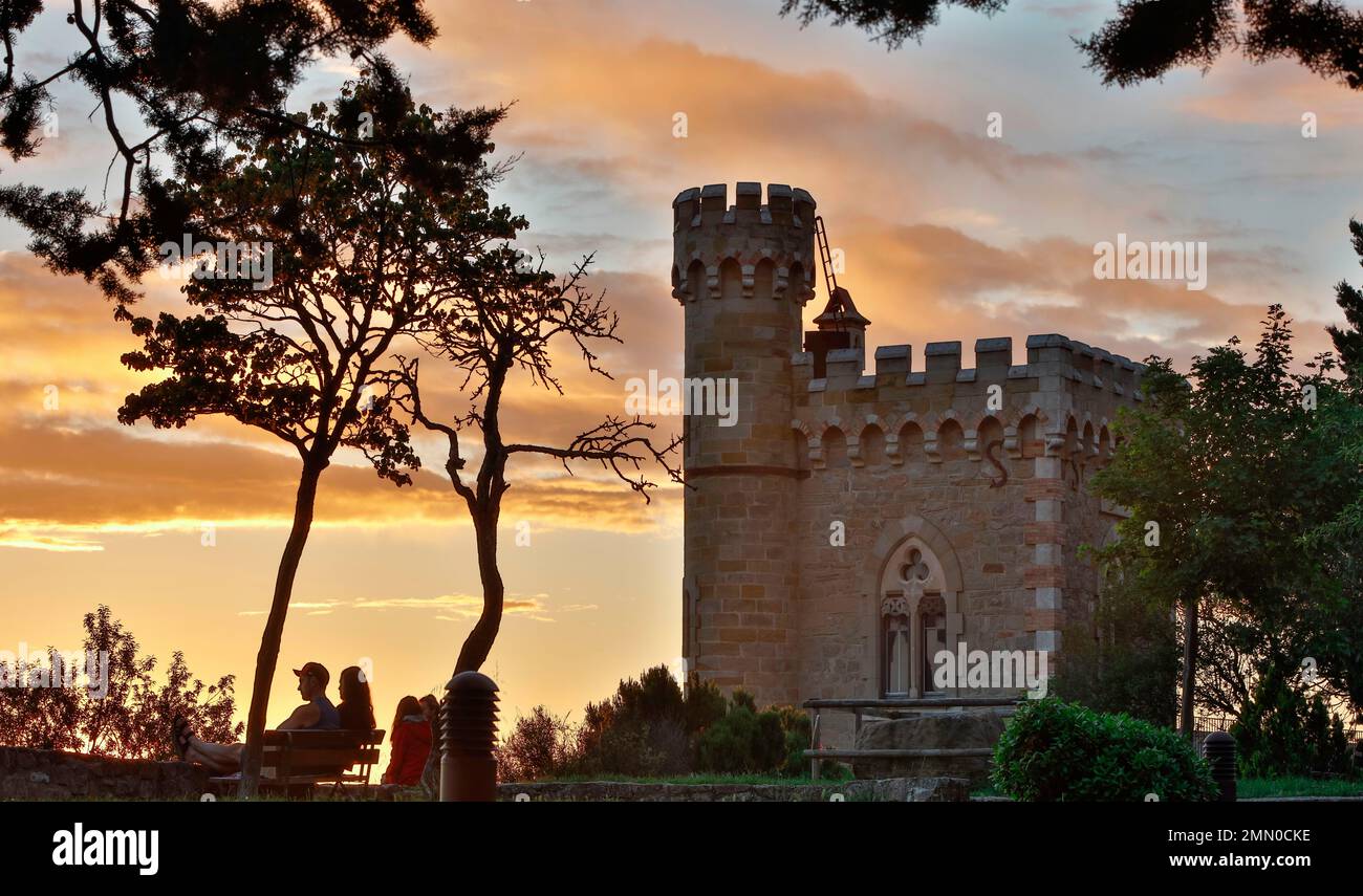 France, Aude, Rennes le Chateau, ramparts and tower in Rennes le ...