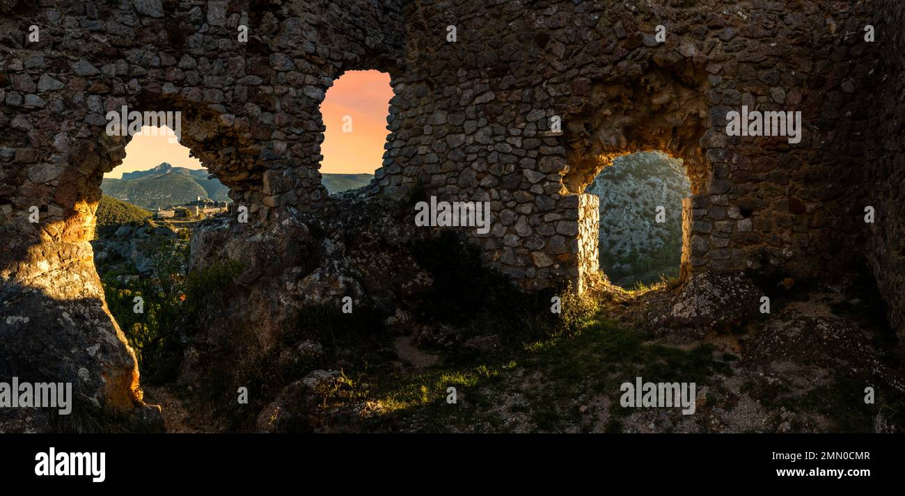 France, Pyrenees Orientales, Fenouillet, Sabada tower, openings in the ...