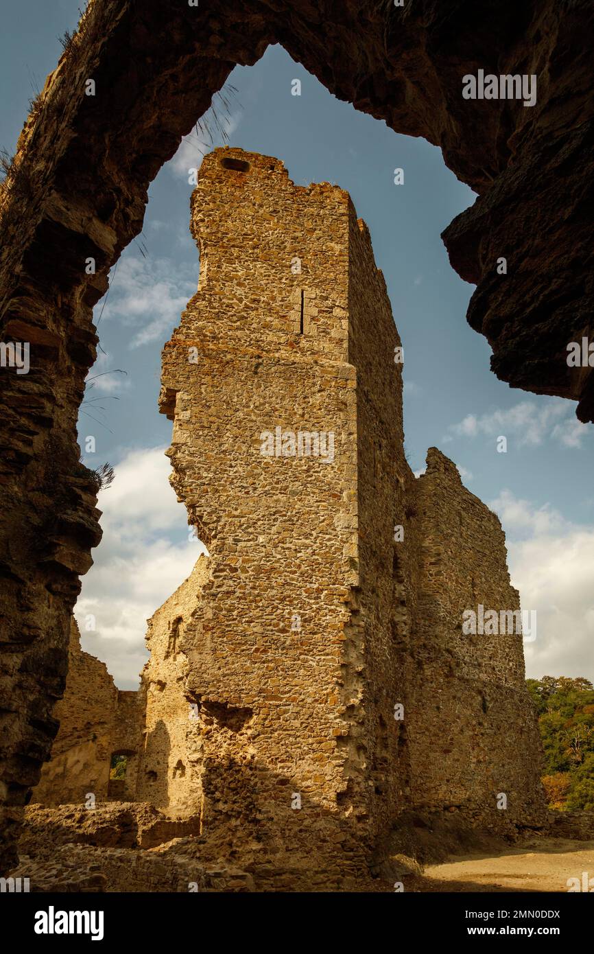 France, Aude, Saissac, Saissac castle, ruined tower inside the castle ...