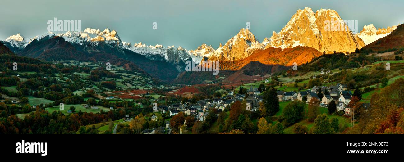 France, Pyrenees Atlantiques, Bearn, Lescun, autumnal view of a ...