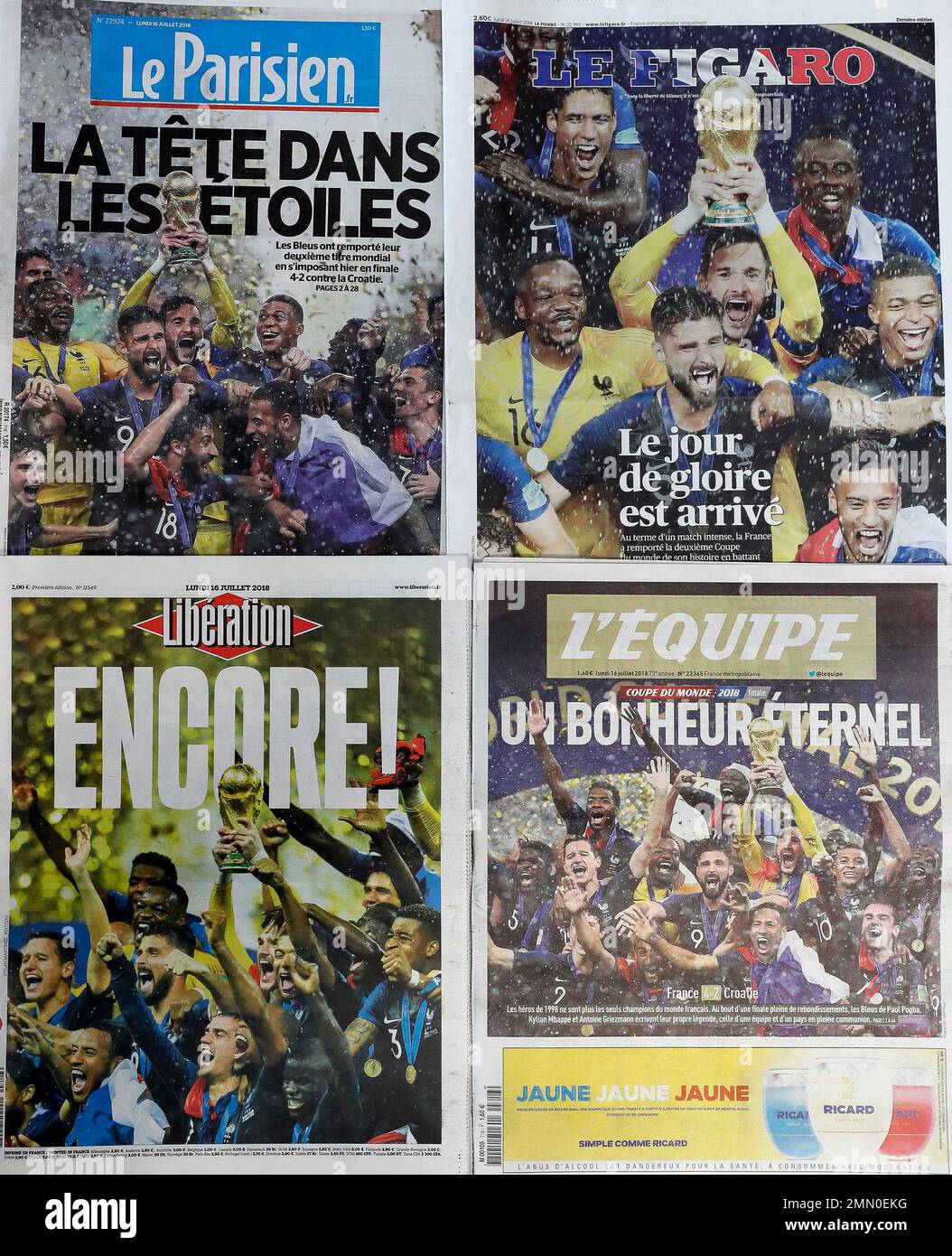 French national newspapers headline on of the soccer French team ...