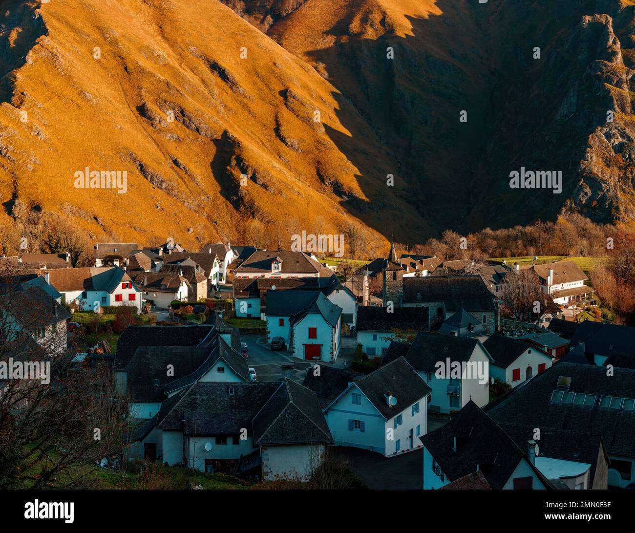 France, Pyrenees Atlantiques, Bearn, Larrau, view of a traditional ...