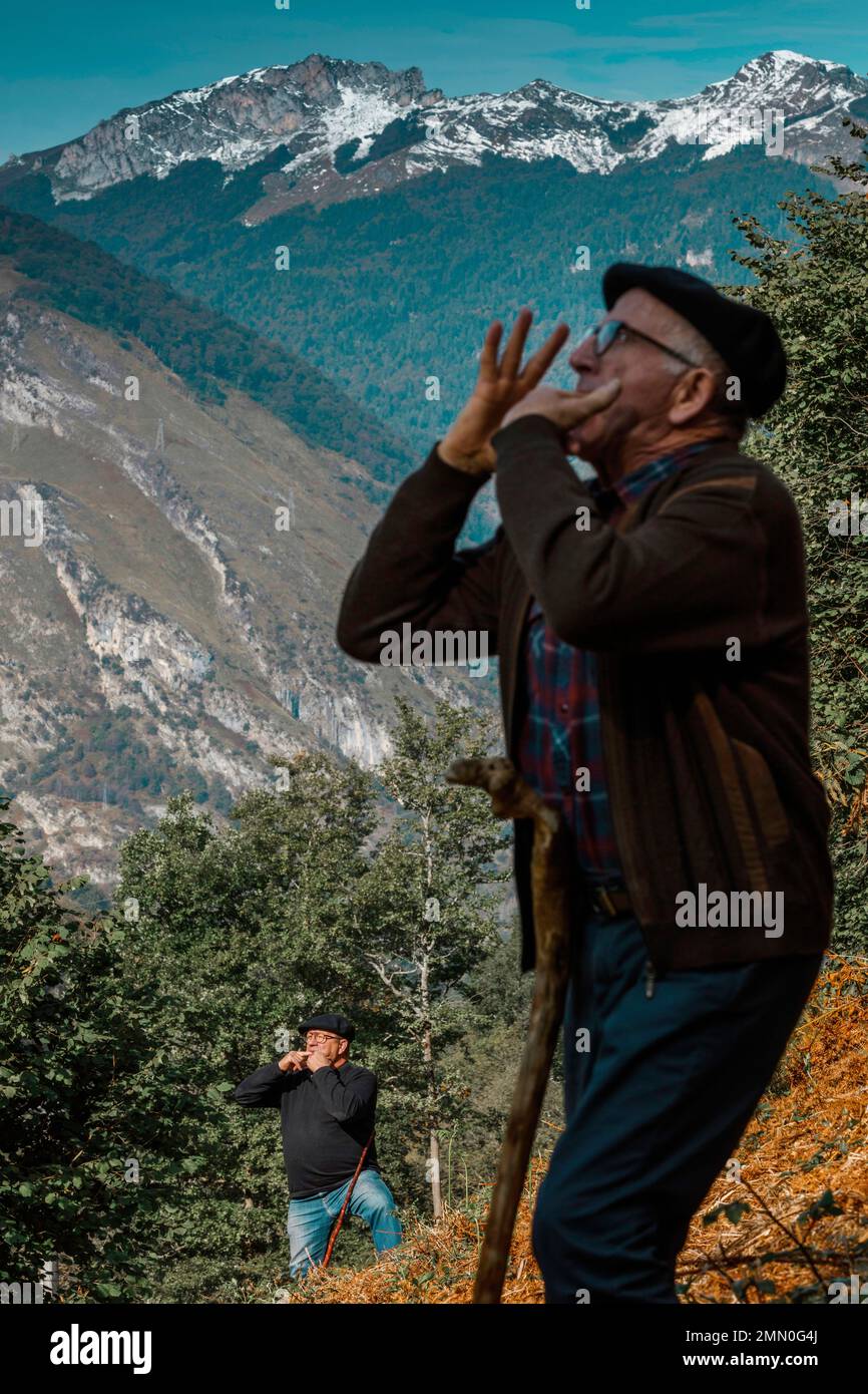 France, Pyrenees Atlantiques, Bearn, Aas, traditional whistlers on the ...