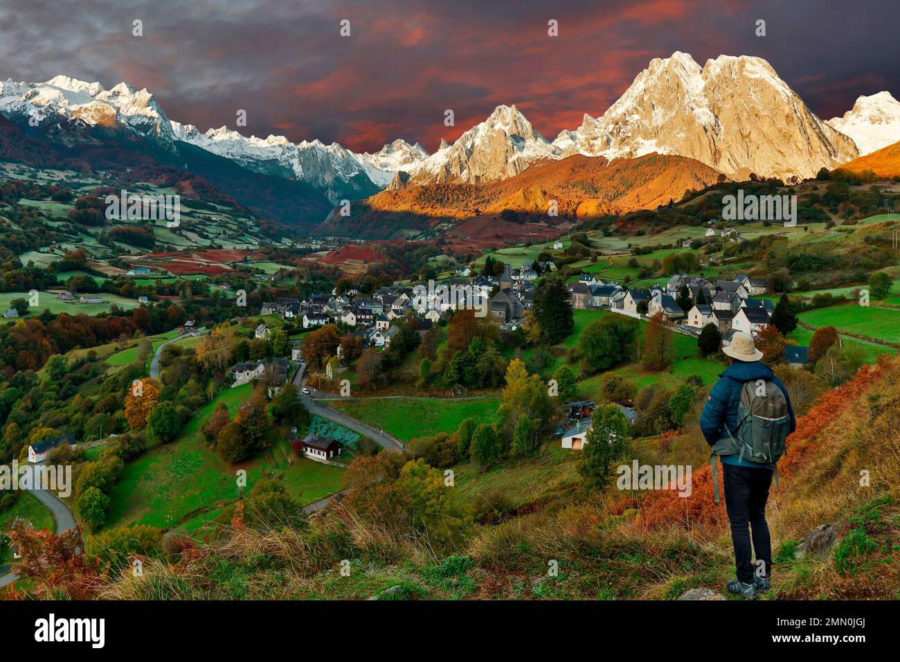 France, Pyrenees Atlantiques, Bearn, Lescun, village in a valley in ...