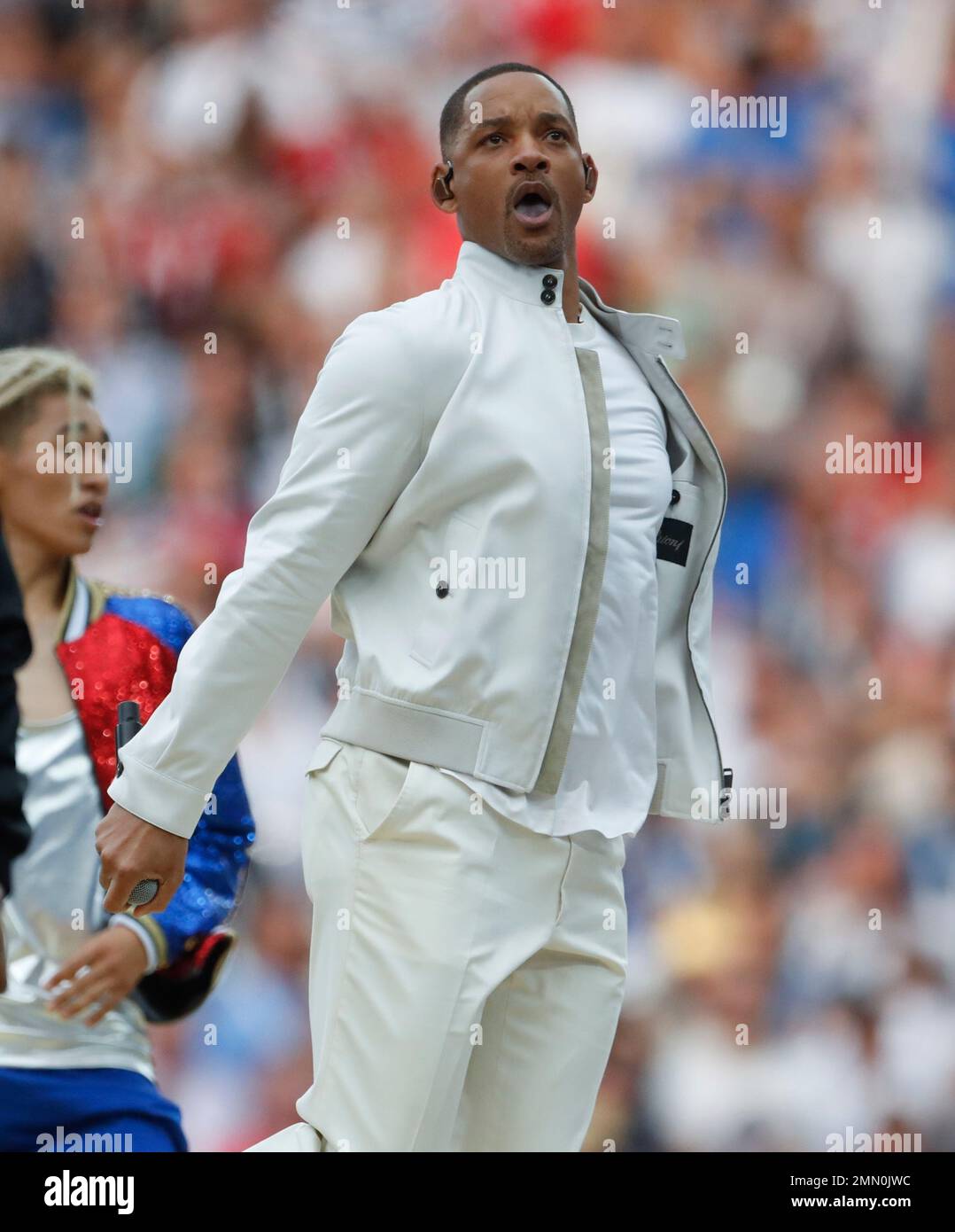 Will Smith performs during a ceremony prior to the final match between ...