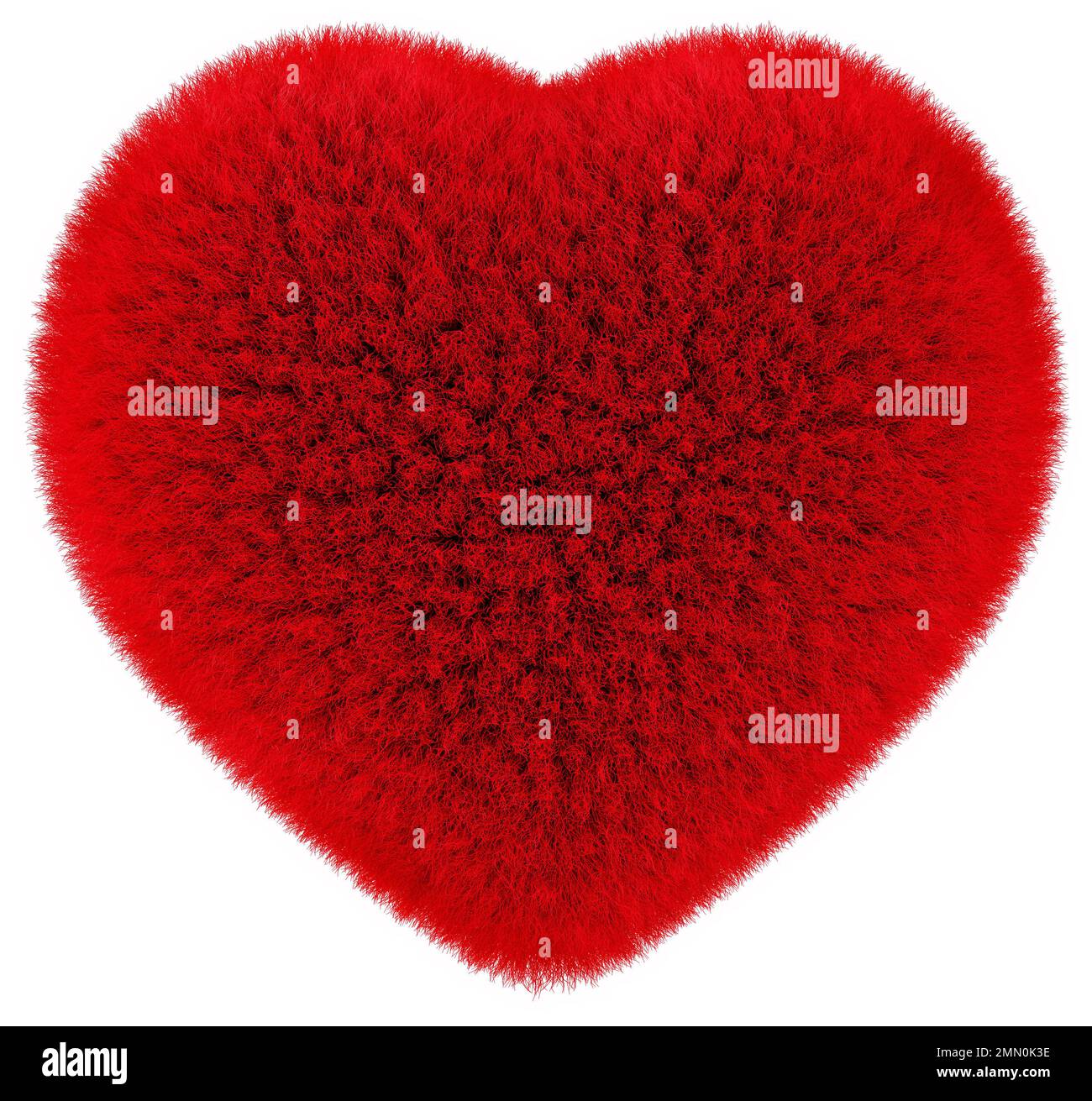 Furry red heart isolated on a white background. Cut out object in 3D ...