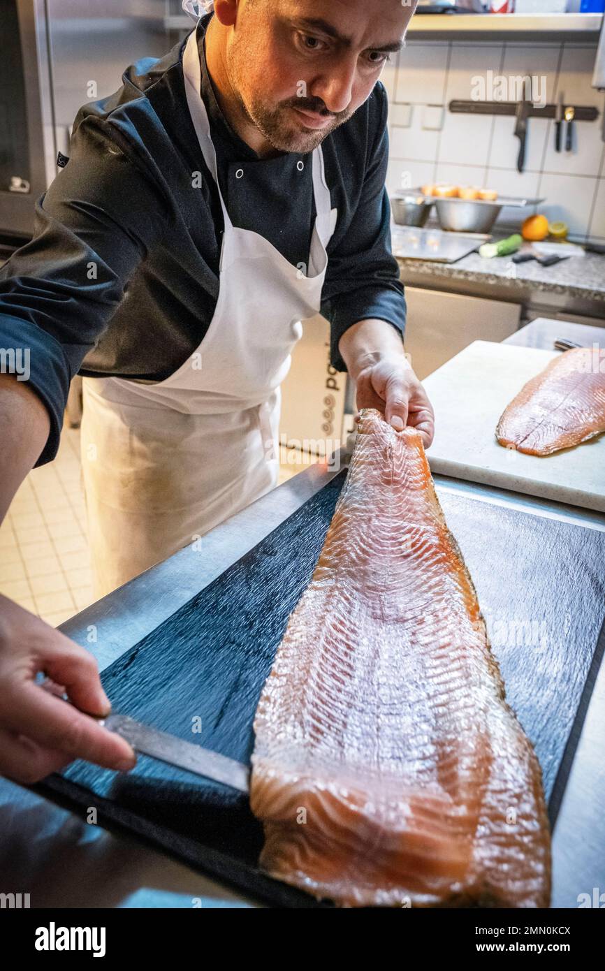 France, Paris, Gravlax-style marine salmon Stock Photo - Alamy
