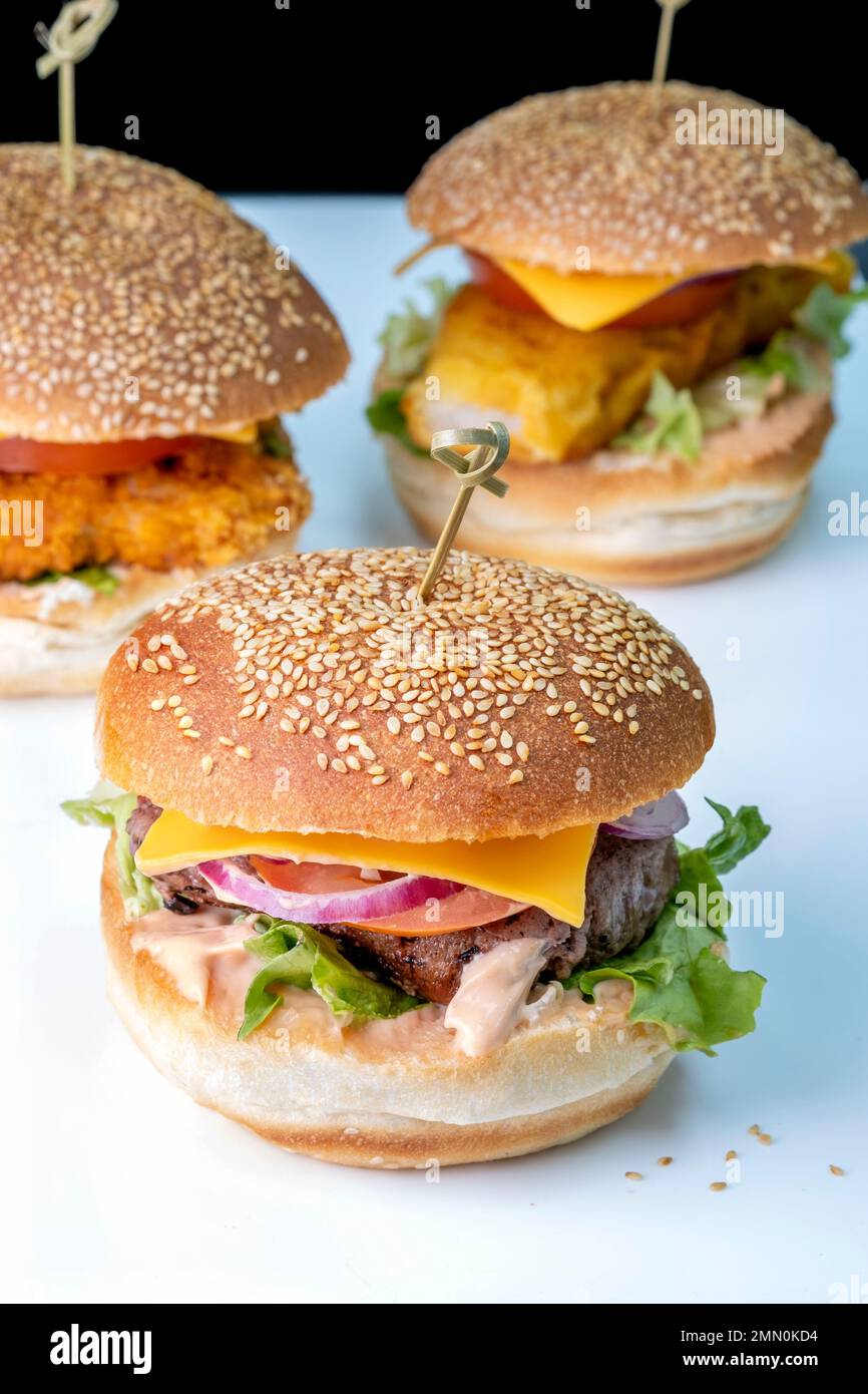 France, Paris, Maison Marques Bakery, cheeseburger homemade Stock Photo ...
