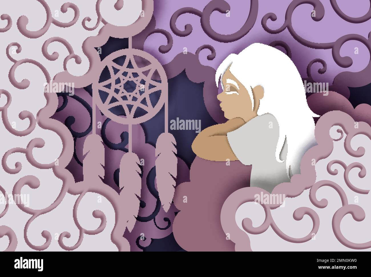 Sweet dreams vector illustration in paper art style Stock Vector Image ...