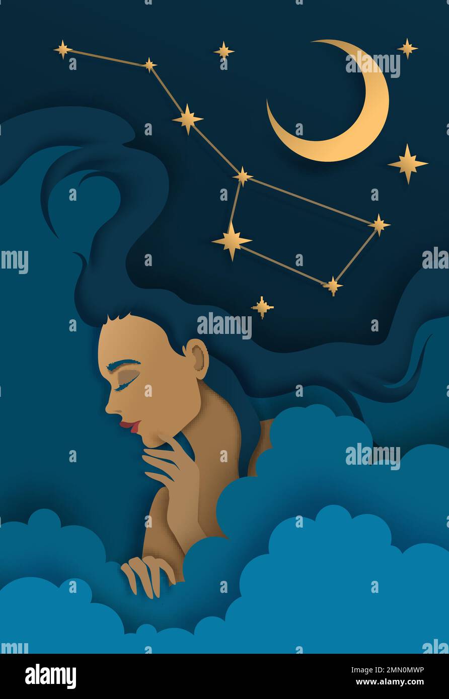 Sweet dreams vector illustration in paper art style Stock Vector Image ...