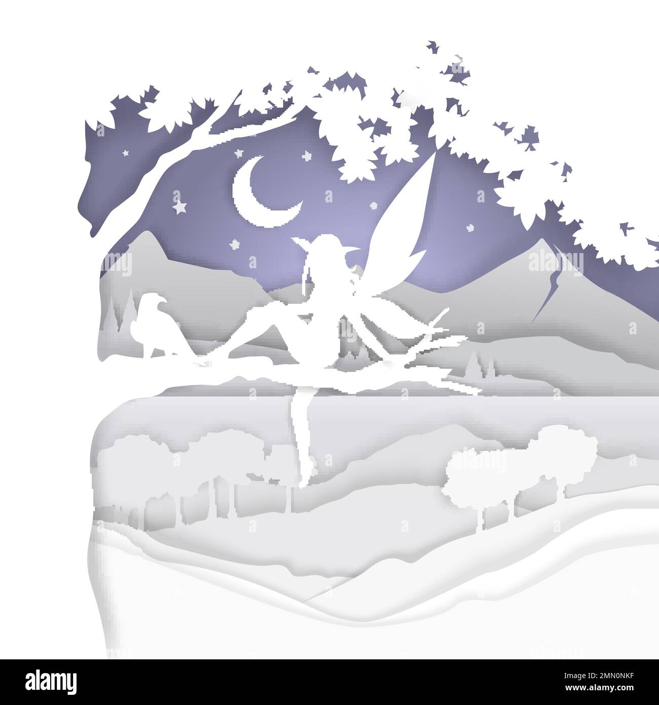 Cute magical fairy, vector illustration in paper art style Stock Vector ...