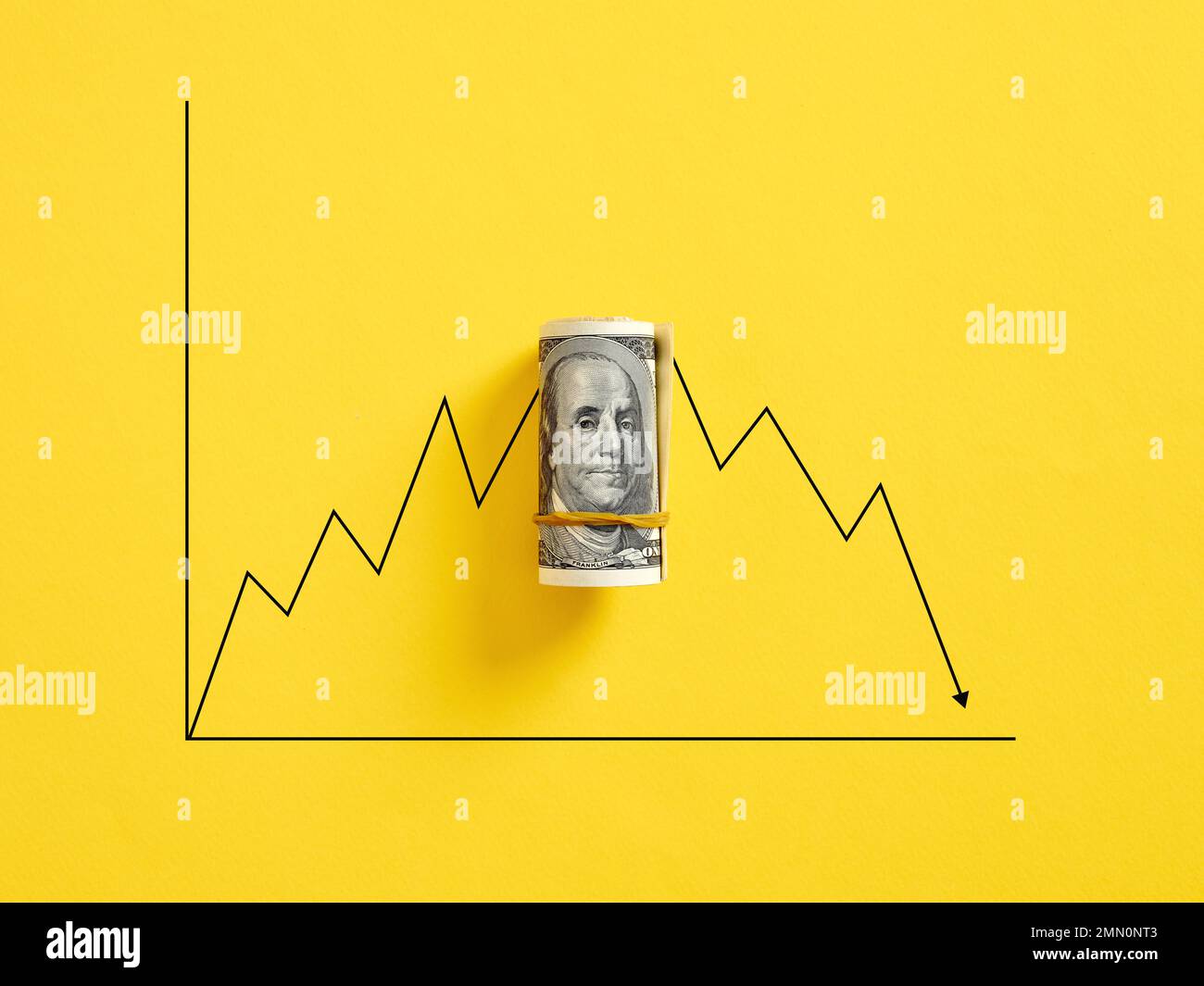 Bunch of United States dollar money with an increasing and decreasing ... Bunch of United States dollar money with an increasing and decreasing ...