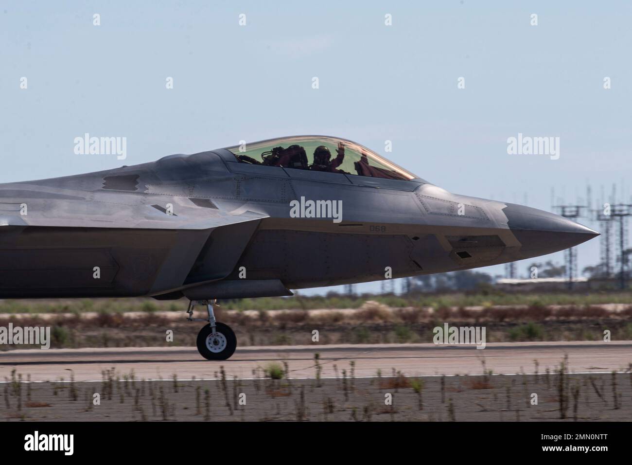 A U.S. Air Force F-22 Raptor taxis before conduting a heritage flight ...