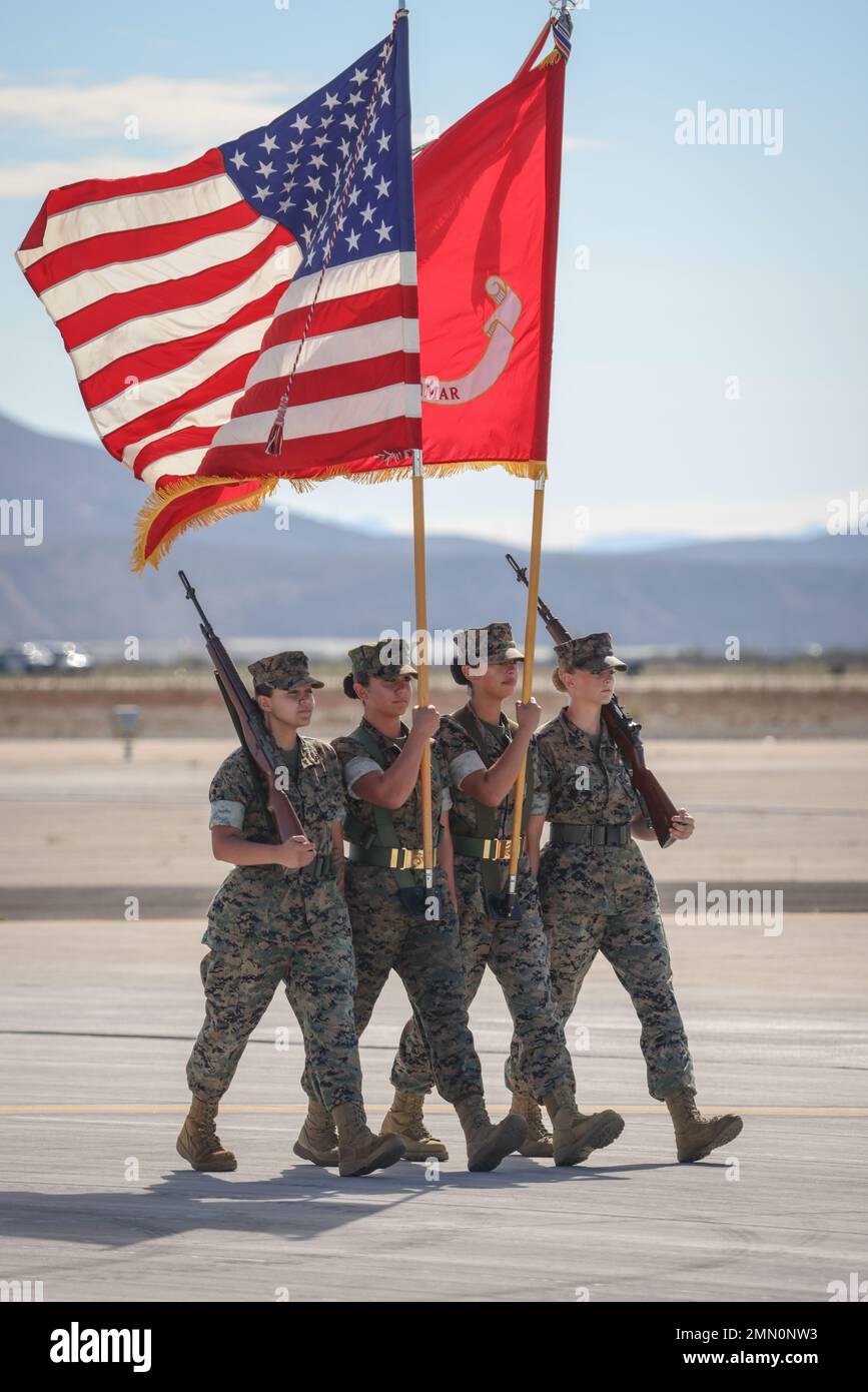 The Marine Corps Air Station Miramar Color Guard performs during the ...