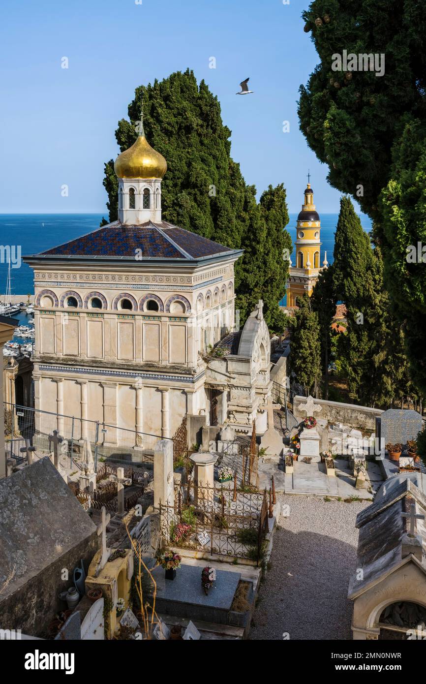 France, Alpes-Maritimes, Menton, old town, the Old Castle cemetery ...