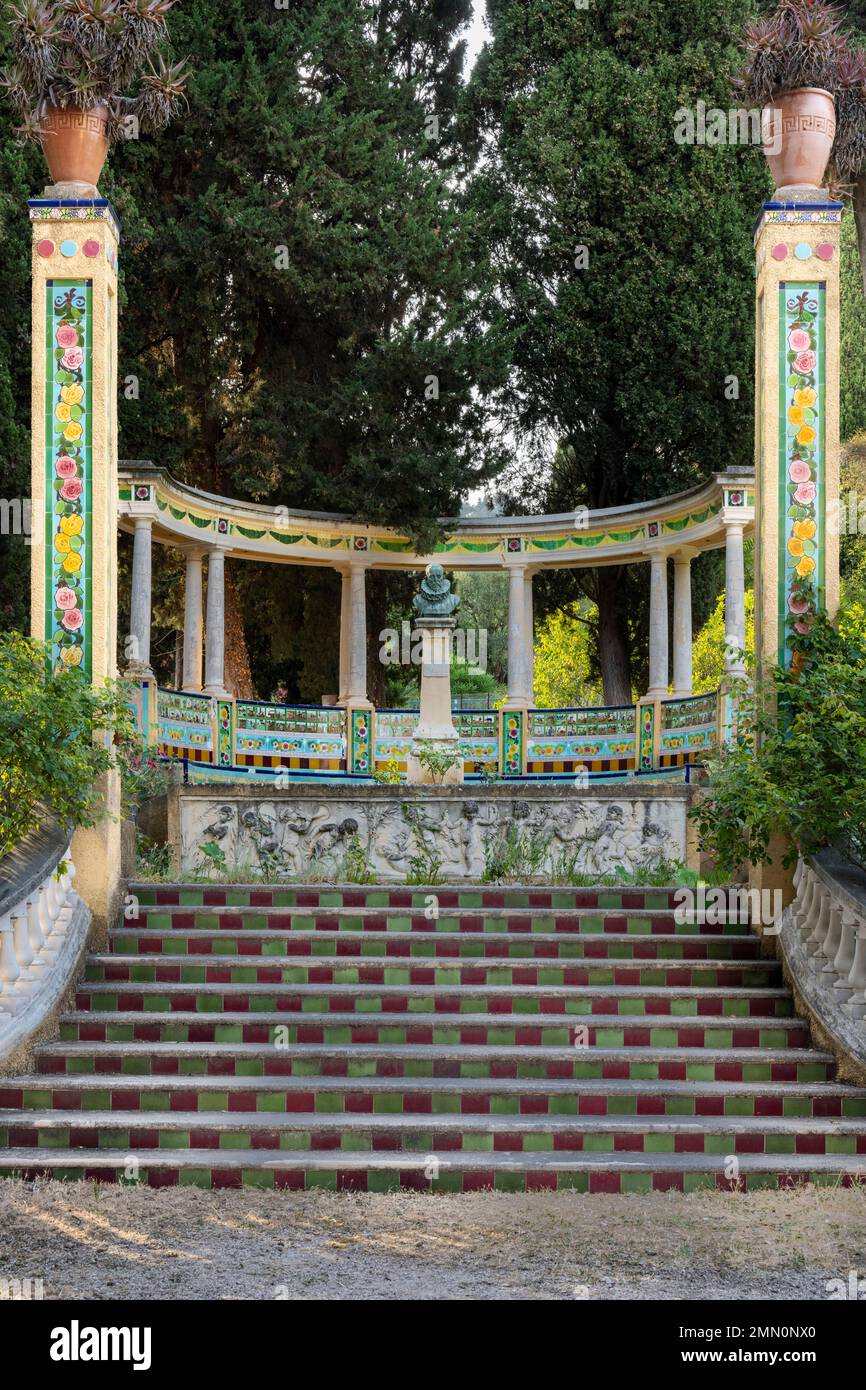 France, Alpes-Maritimes, Menton, Fontana Rosa Garden, Cervantes rotunda ...