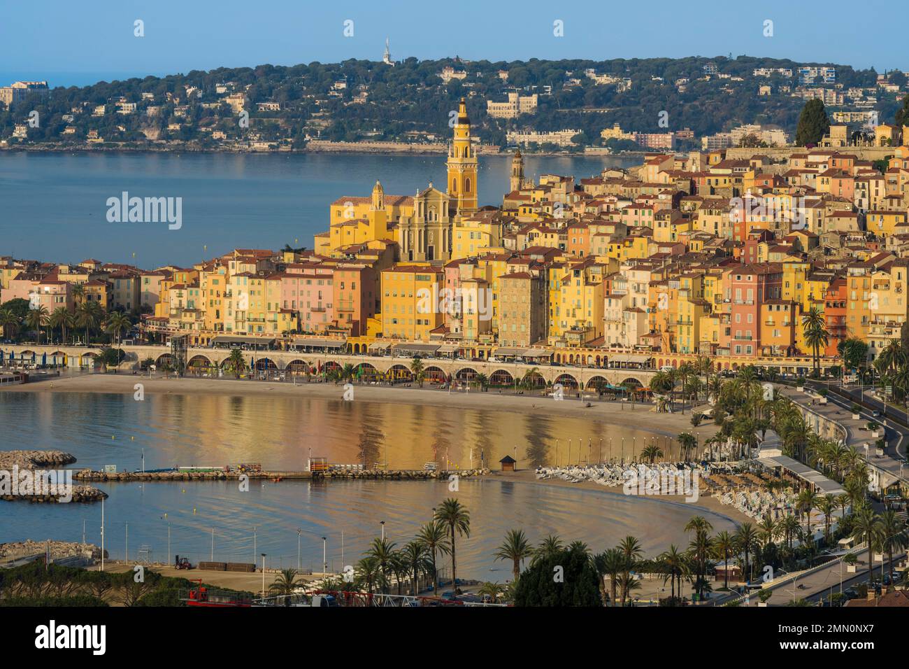 France, Alpes-Maritimes, Menton, the Sablettes beach at the foot of the ...