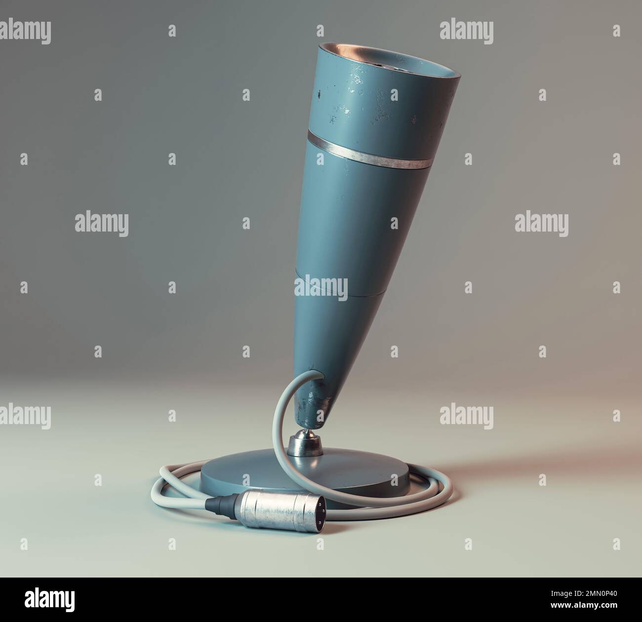 A vintage antique desk microphone on an isolated white background - 3D ...