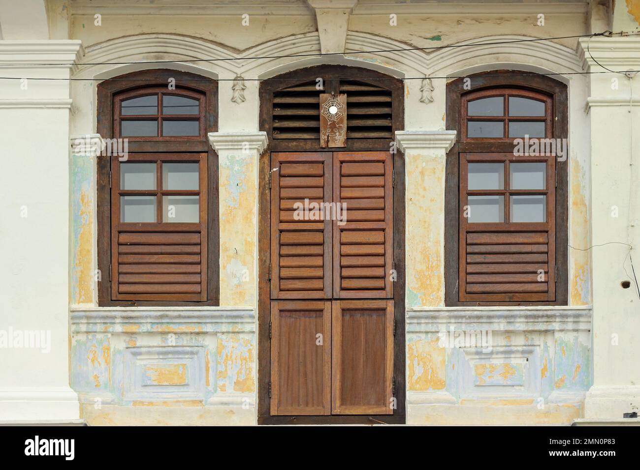 Georgetown, Penang, Malaysia - November 2012: Vintage door and windows ...