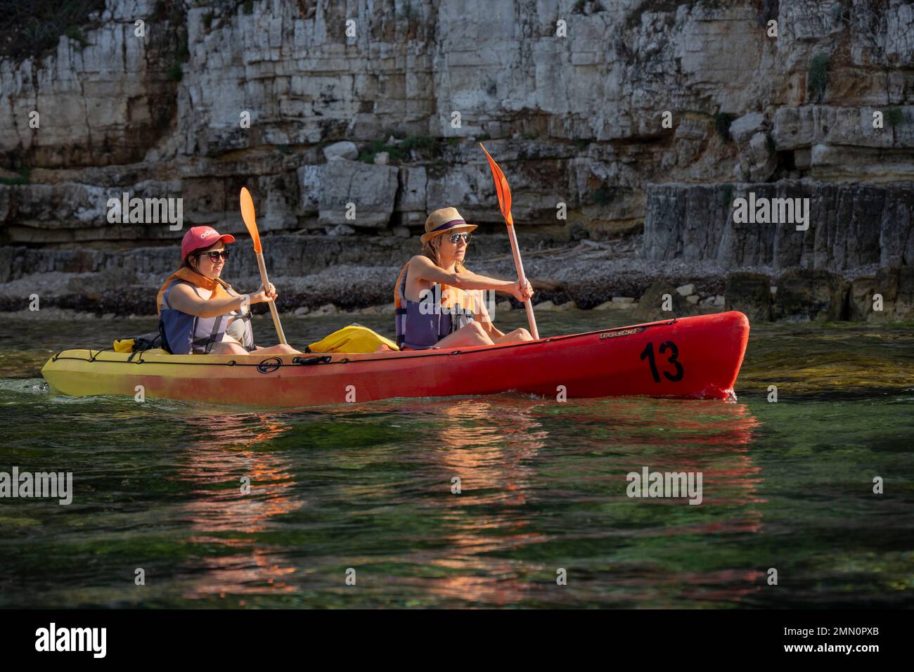 France, Alpes-Maritimes, Cannes, kayaking in the Lerins Islands, along ...