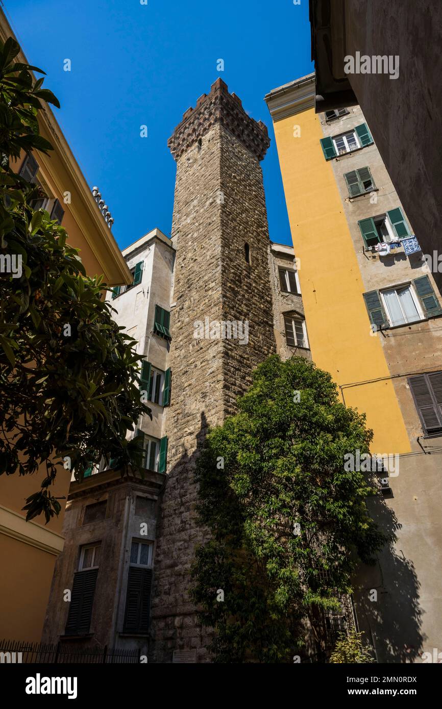 Italy, Liguria, Genoa, the Torre degli Embriaci, a 12th century ...
