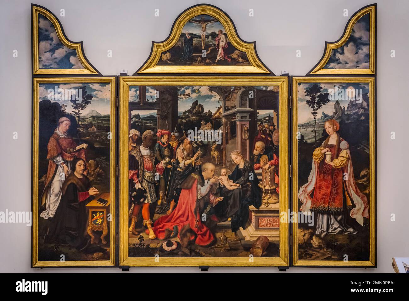 Italy, Liguria, Genoa, San Donato Church, triptych by Joos van Cleve (1515) depicting the ...
