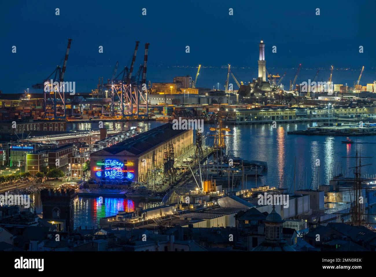 Italy, Liguria, Genoa, the Porto Antico (Old Port) seen from from the ...