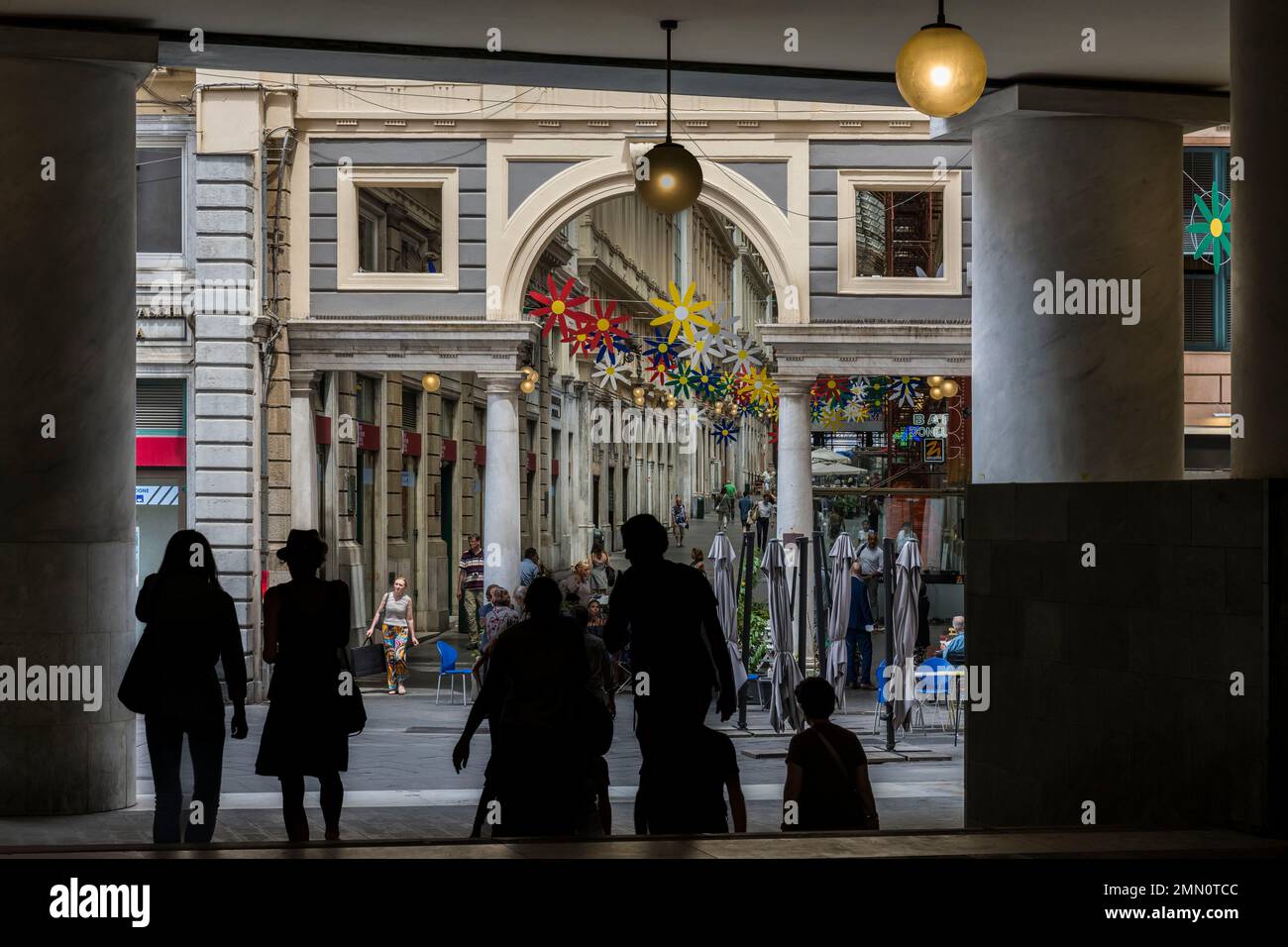 Italy, Liguria, Genoa, the Giuseppe Mazzini covered shopping arcade ...