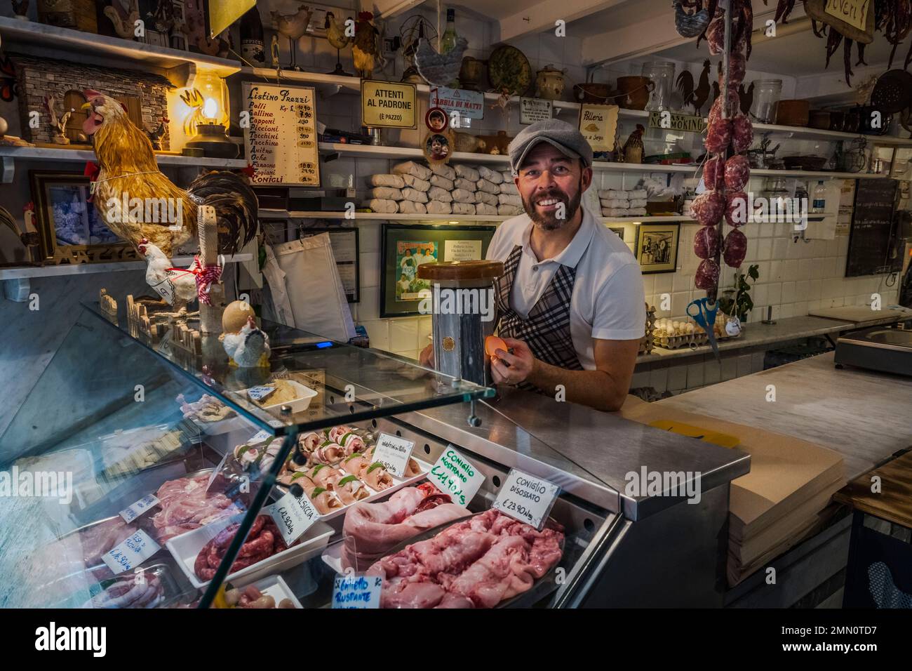 Italy, Liguria, Genoa, alley of the old historic center, Sergio in the ...