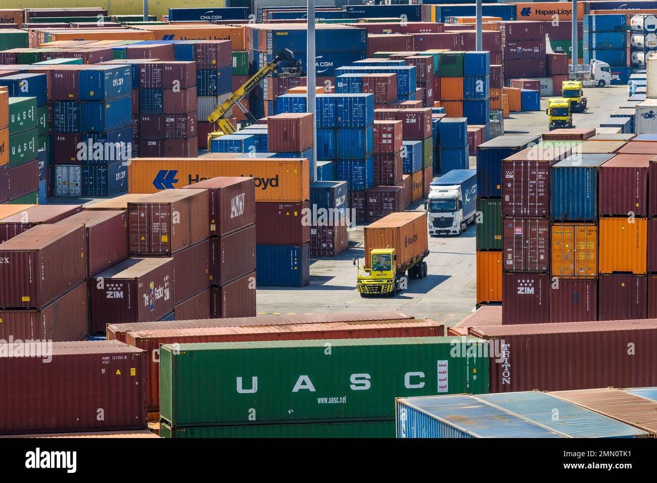 Italy, Liguria, Genoa, the container terminal of the commercial port ...
