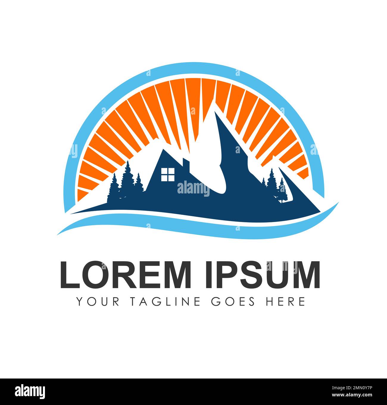 Mountain Farm Logo vector Icon Sign illustration in white background ...