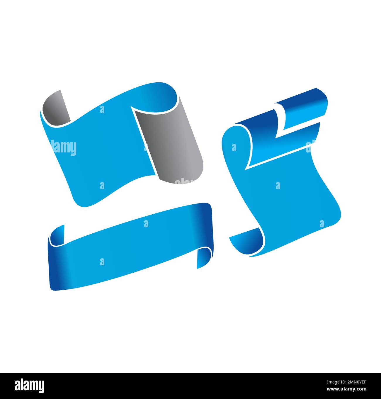 Blue Rolling paper ribbon vector icon Sign illustration in white ...