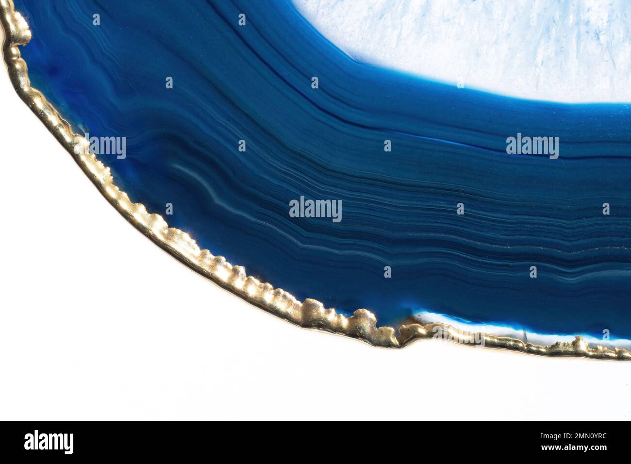 Amazing blue agate cut cross section with gold edge. Natural crystal ...