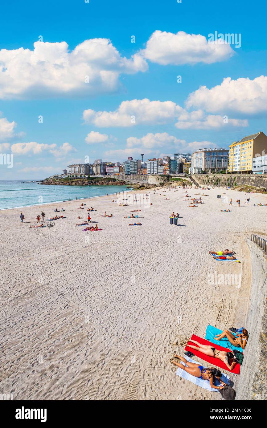 Spain, Galicia, A Coruña, Orzan beach Stock Photo - Alamy