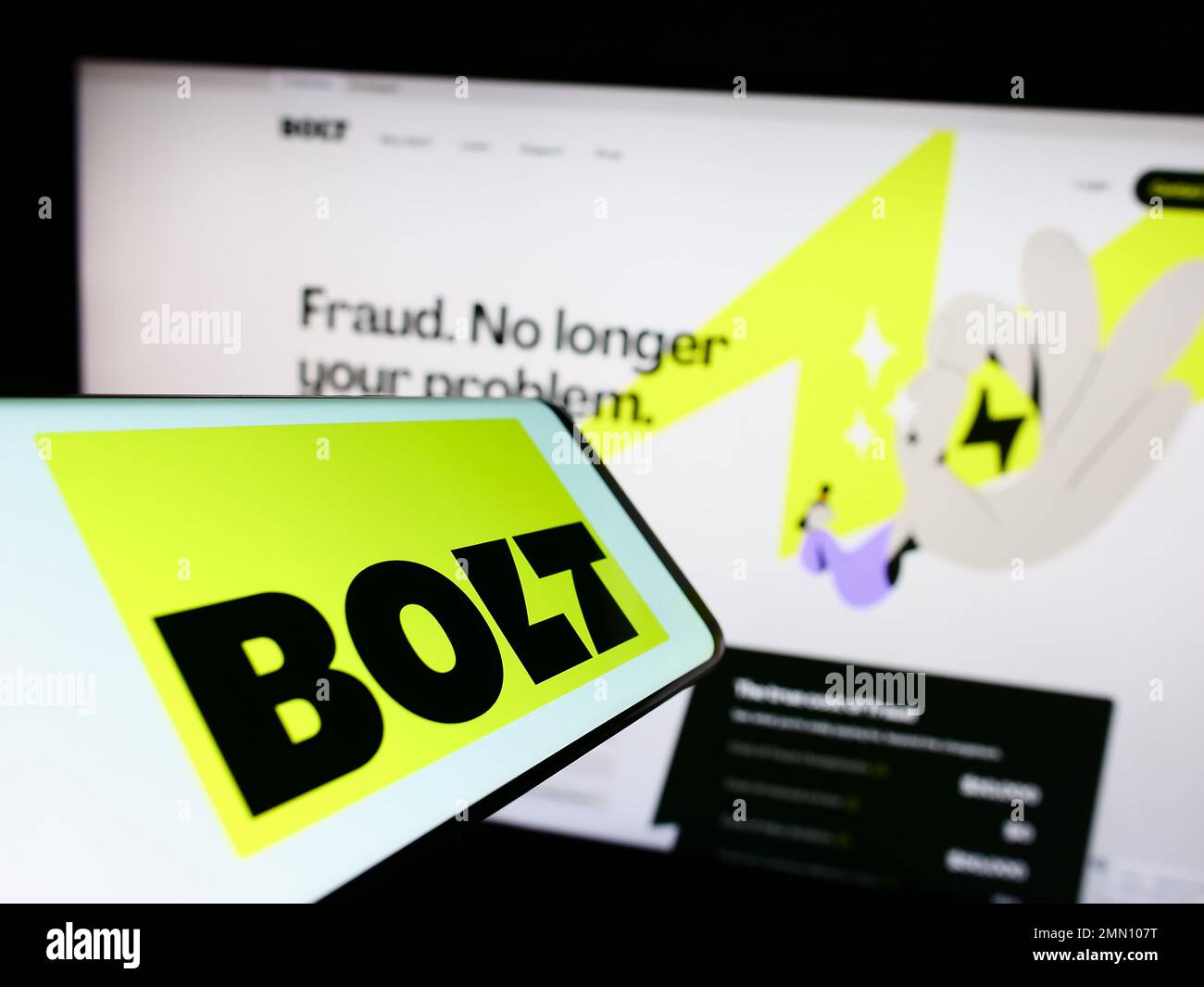 Mobile phone with logo of American fintech company Bolt Financial Inc ...