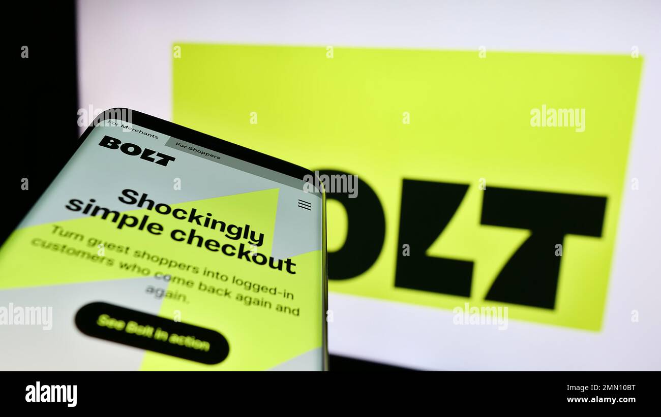 Smartphone with website of US fintech company Bolt Financial Inc. on ...