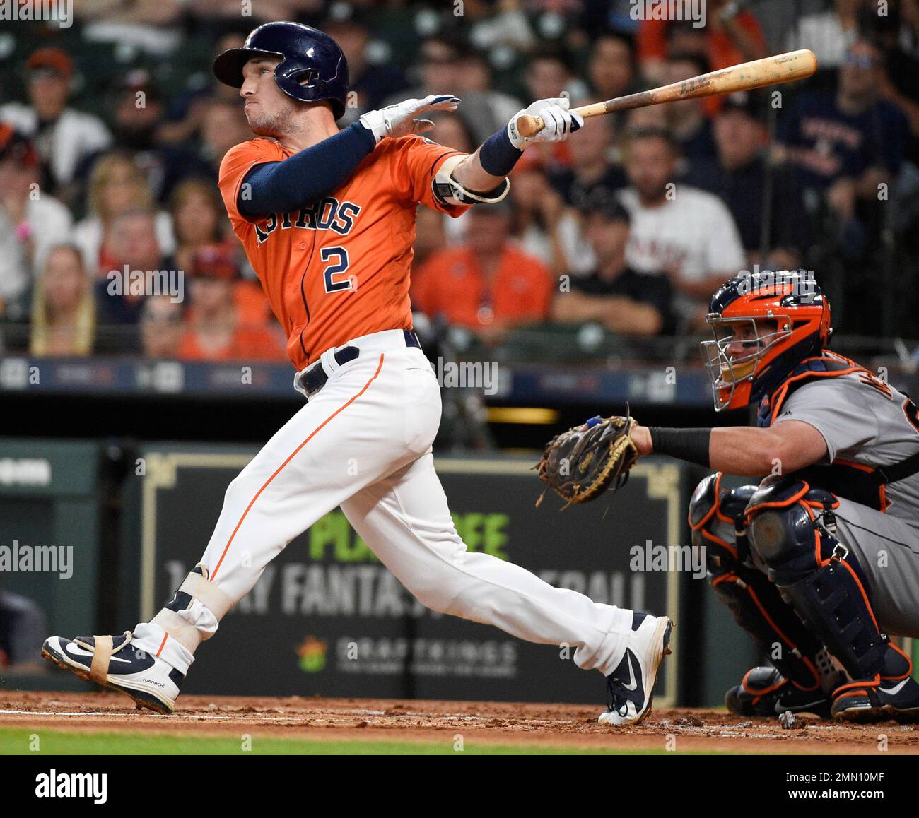 Houston Astros' Alex Bregman (2) hits a two-run home run off Detroit ...