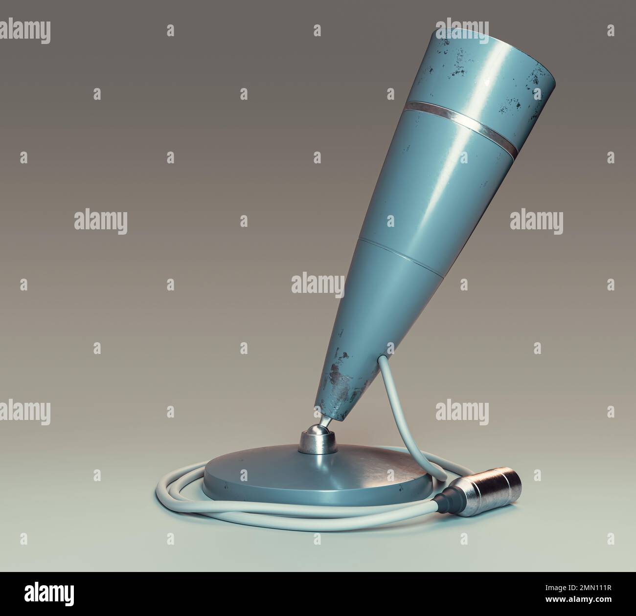 A vintage antique desk microphone on an isolated white background - 3D ...