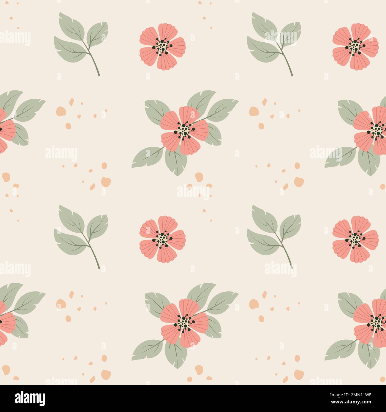 Pastel Floral Seamless Pattern with Blossom Spring Flowers. Vector ...